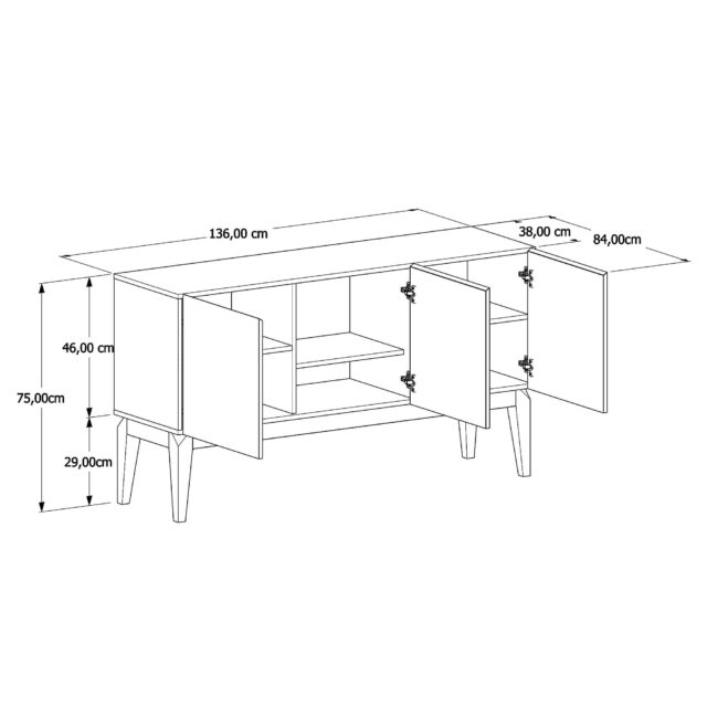 Buffet Equilíbrio 3 Portas Frapê | Aprimore Móveis e Decoração
