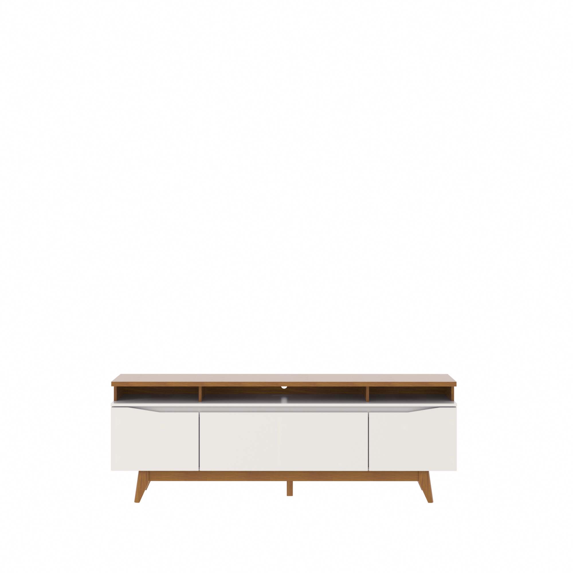 Rack Flynt ST - Off White c/ Natural | Aprimore Móveis e Decoração