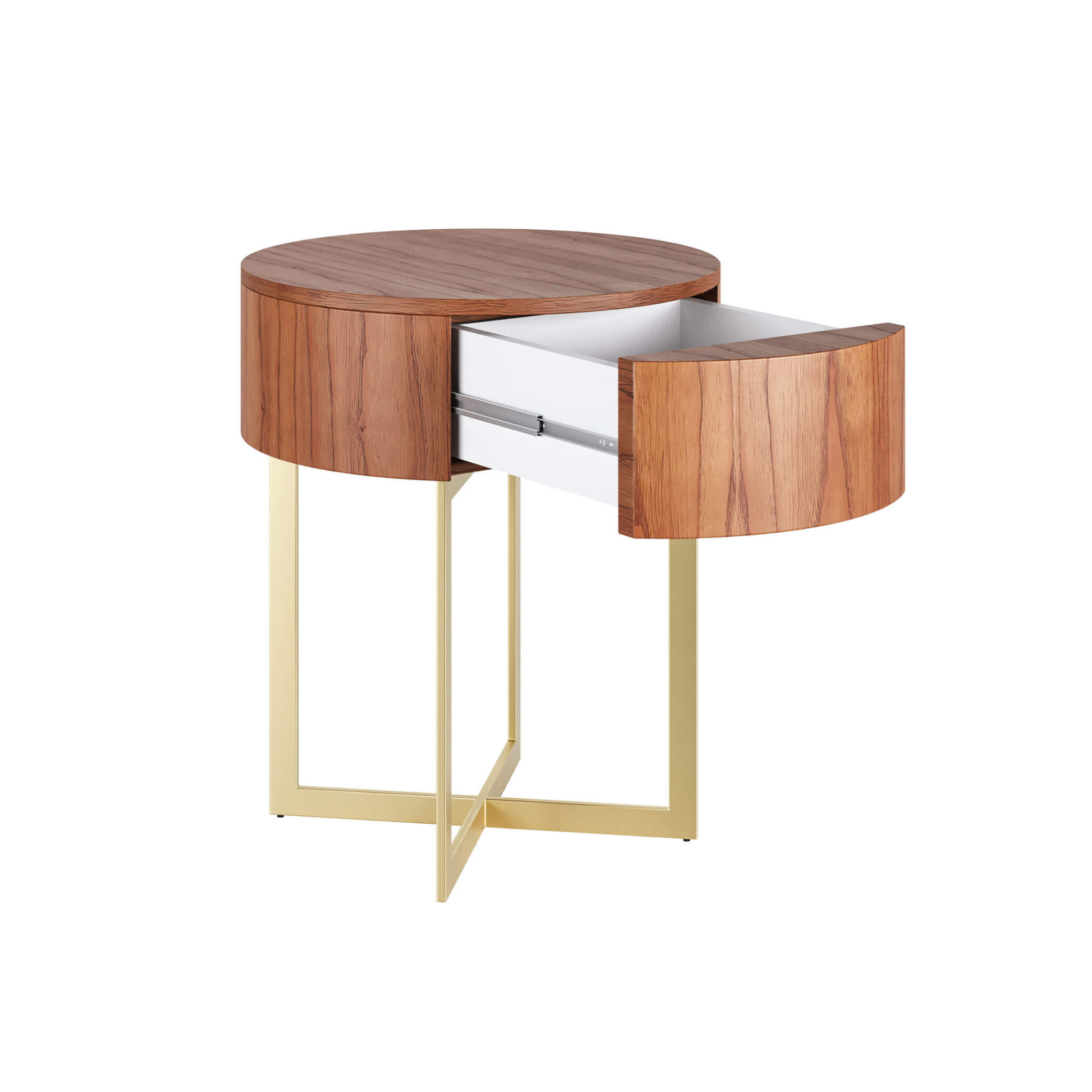 Mesa de Cabeceira Redonda Luna Madeira | Aprimore Móveis e Decoração